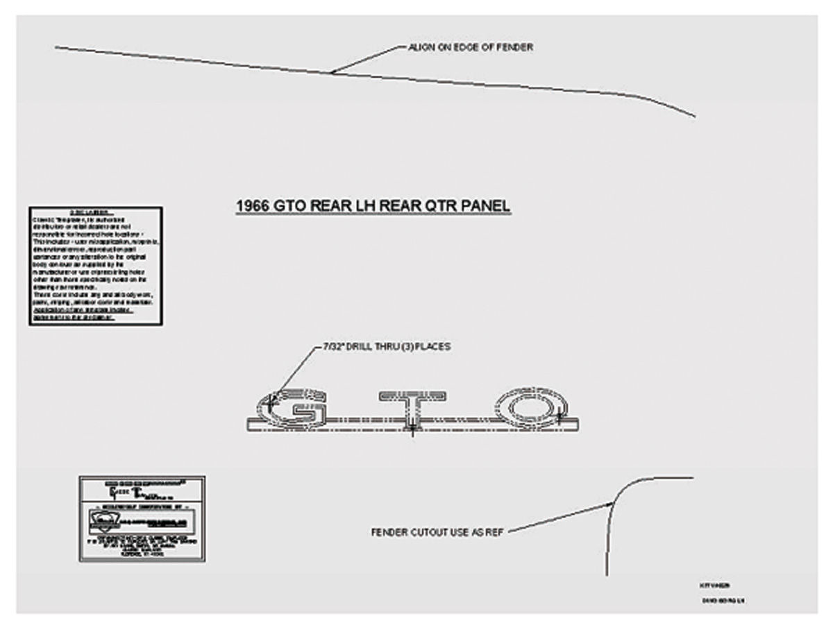 Emblem Placement Template, 1966 GTO Rear Quarter @ OPGI.com